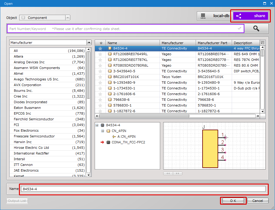 Quadcept - Saving from share (Share Component Library) to an Arbitrary Database